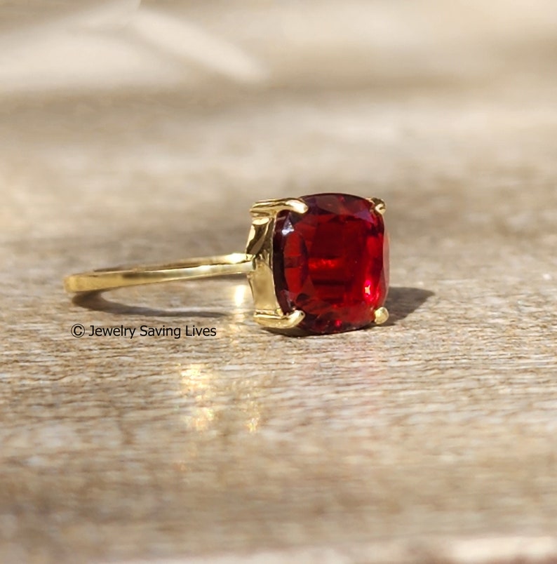 Garnet Ring Square Garnet Ring January Birthstone Ring - Etsy