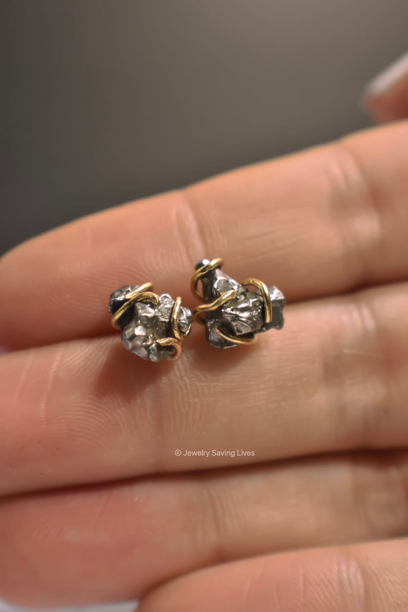 Meteorite Earrings Real Meteorite Studs Meteorite Earrings - Etsy