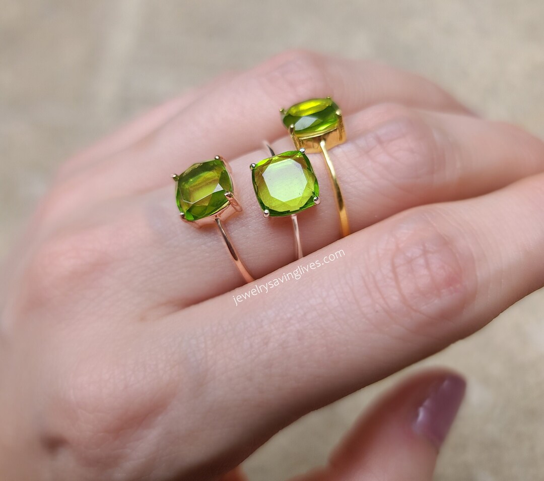 Unique Natural Peridot Ring, Peridot Ring, Solitaire Stacking Natural ...