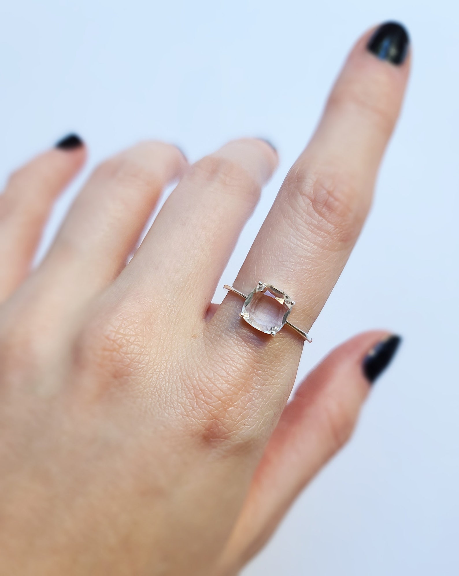 Natural Clear Quartz Ring Quartz Ring Solitaire Stacking | Etsy