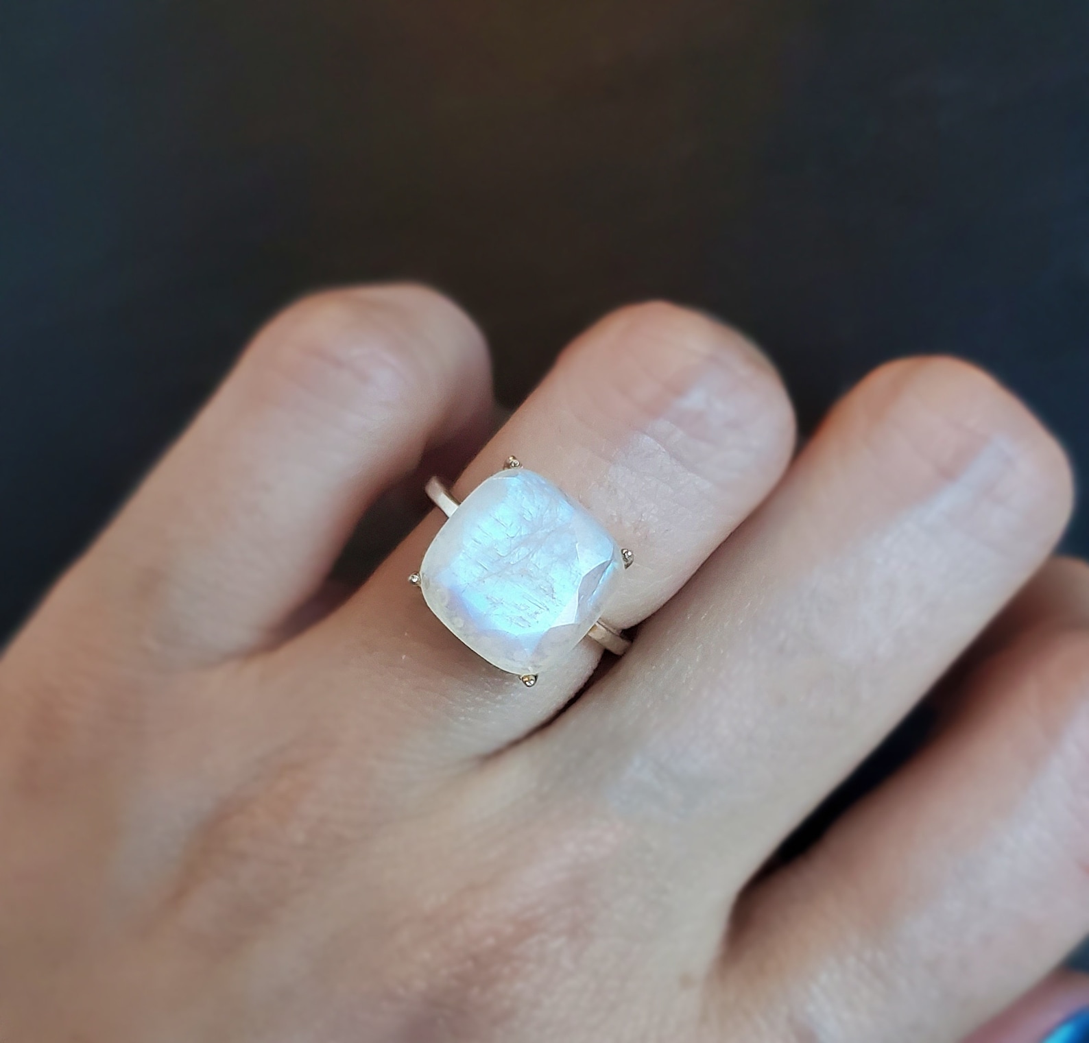 Statement Moonstone Ring Vintage Square Moonstone Ring - Etsy