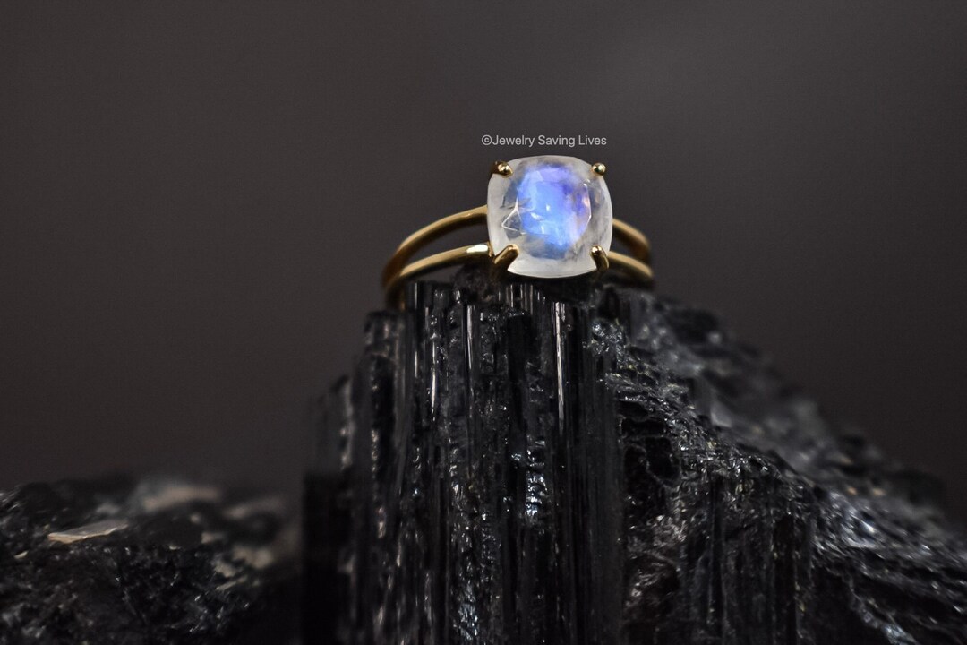 Moonstone Double Band Ring, Raw Moonstone Ring, Genuine Moonstone ...