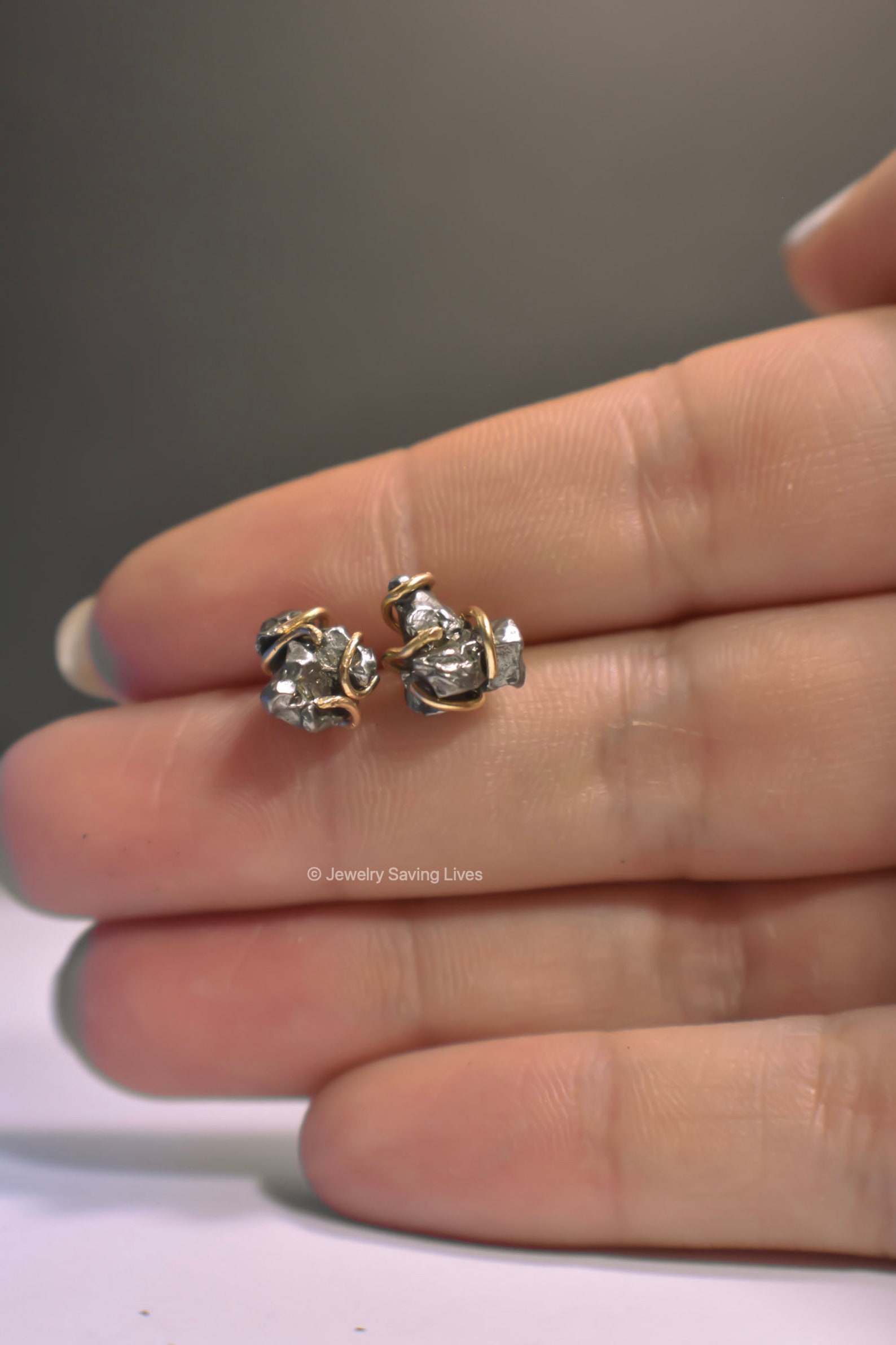 Meteorite Earrings Real Meteorite Studs Meteorite Earrings - Etsy