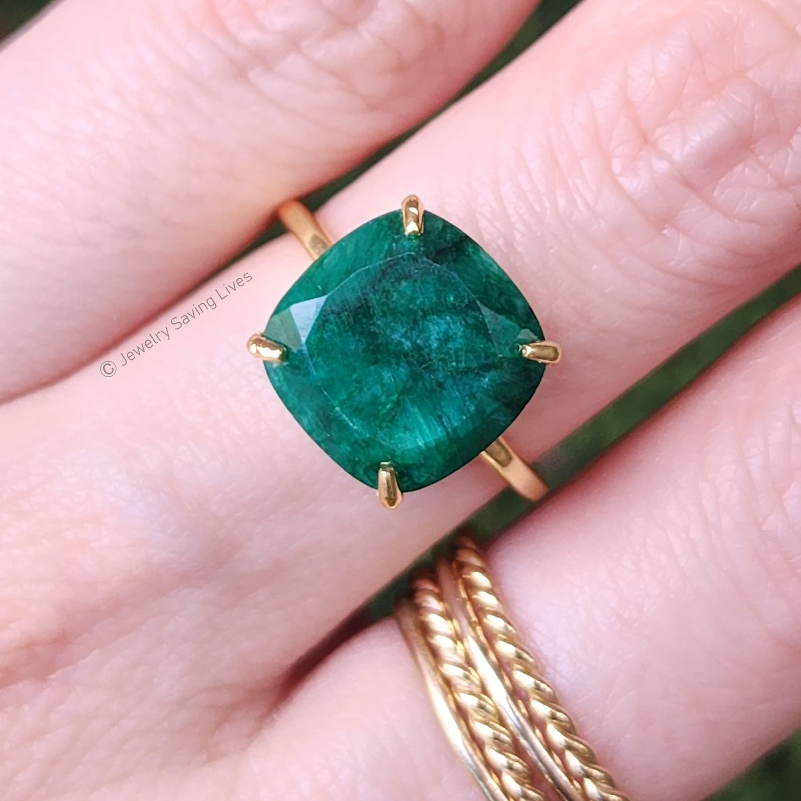 Large Emerald Ring, Statement Square Emerald Ring. Unique Natural Emerald Ring, Large Raw ...