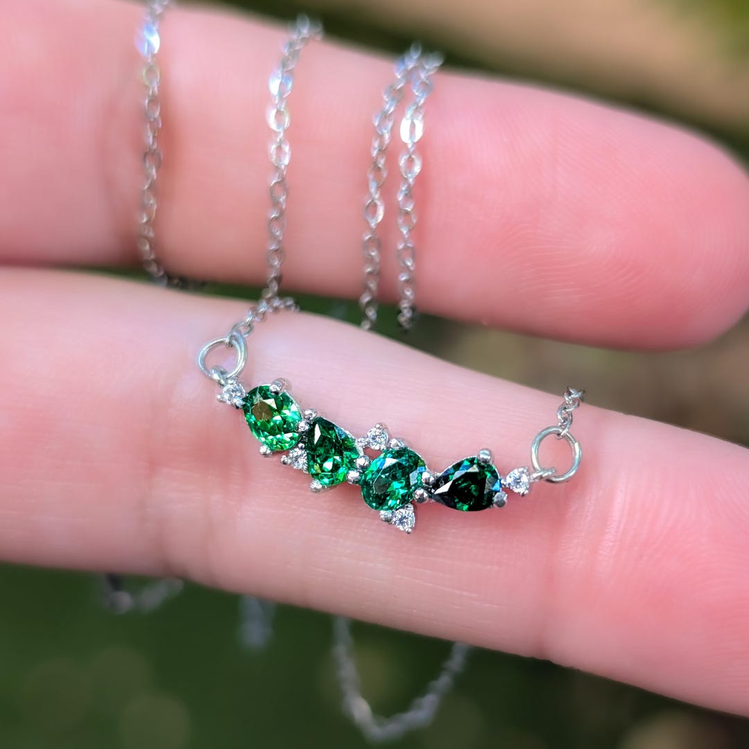 Emerald Necklace, Cluster Ombre Emerald Necklace, Ombre Natural Emerald ...