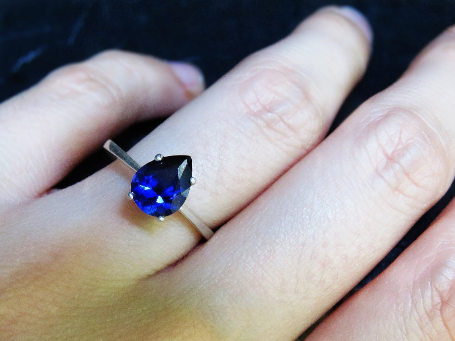 Teardrop Sapphire Ringdeep Blue Teardrop Sapphire Faceted - Etsy