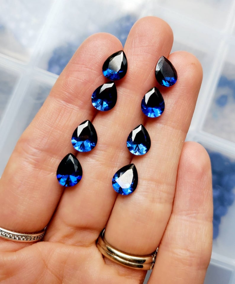 Teardrop Sapphire Ring,deep Blue Teardrop Sapphire Faceted Engagement ...