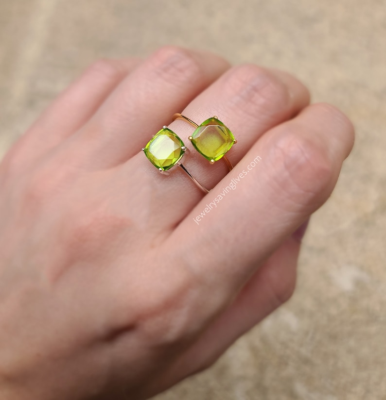 Unique Natural Peridot Ring Peridot Ring Solitaire Stacking - Etsy