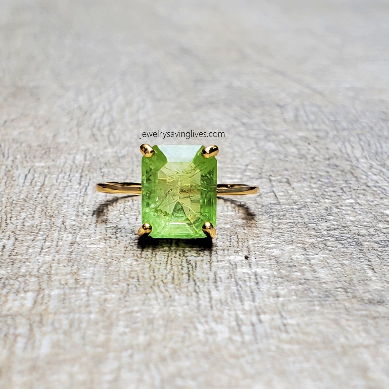 Natural Raw Emerald Cut Peridot Ring Peridot Ring in Sterling - Etsy