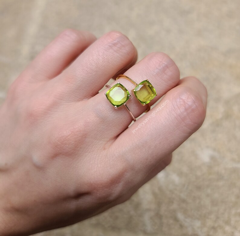 Unique Natural Peridot Ring Peridot Ring Solitaire Stacking - Etsy