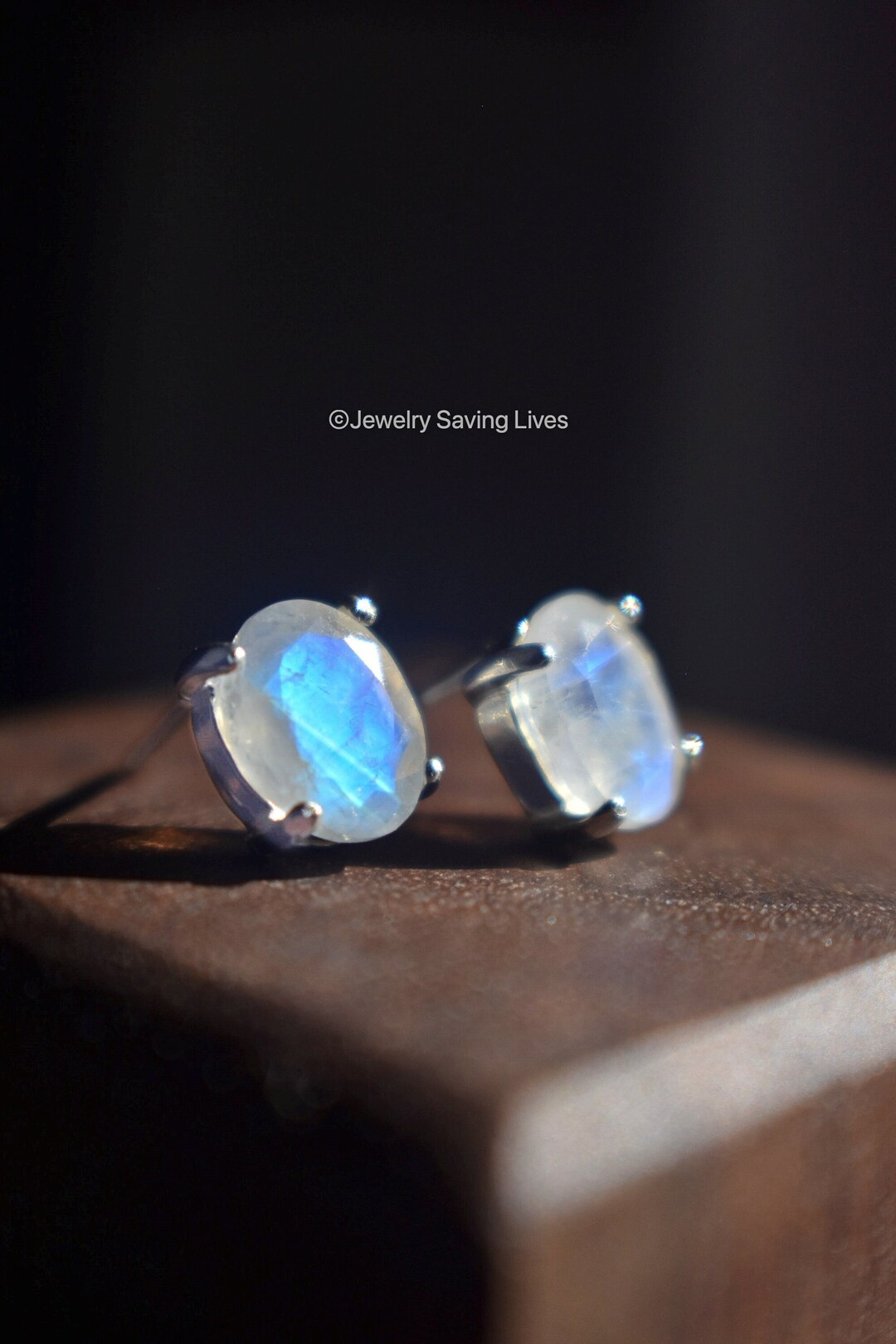 Moonstone Earrings, Small Natural Moonstone Earrings, Genuine Rainbow ...