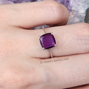 Natural Amethyst Ring, Deep Purple Amethyst Ring, Solitaire Stacking ...