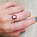 Emerald Cut Ruby Ring, Raw Ruby Ring in Sterling Silver, Ruby Engagement Ring, Ruby Rectangle ...
