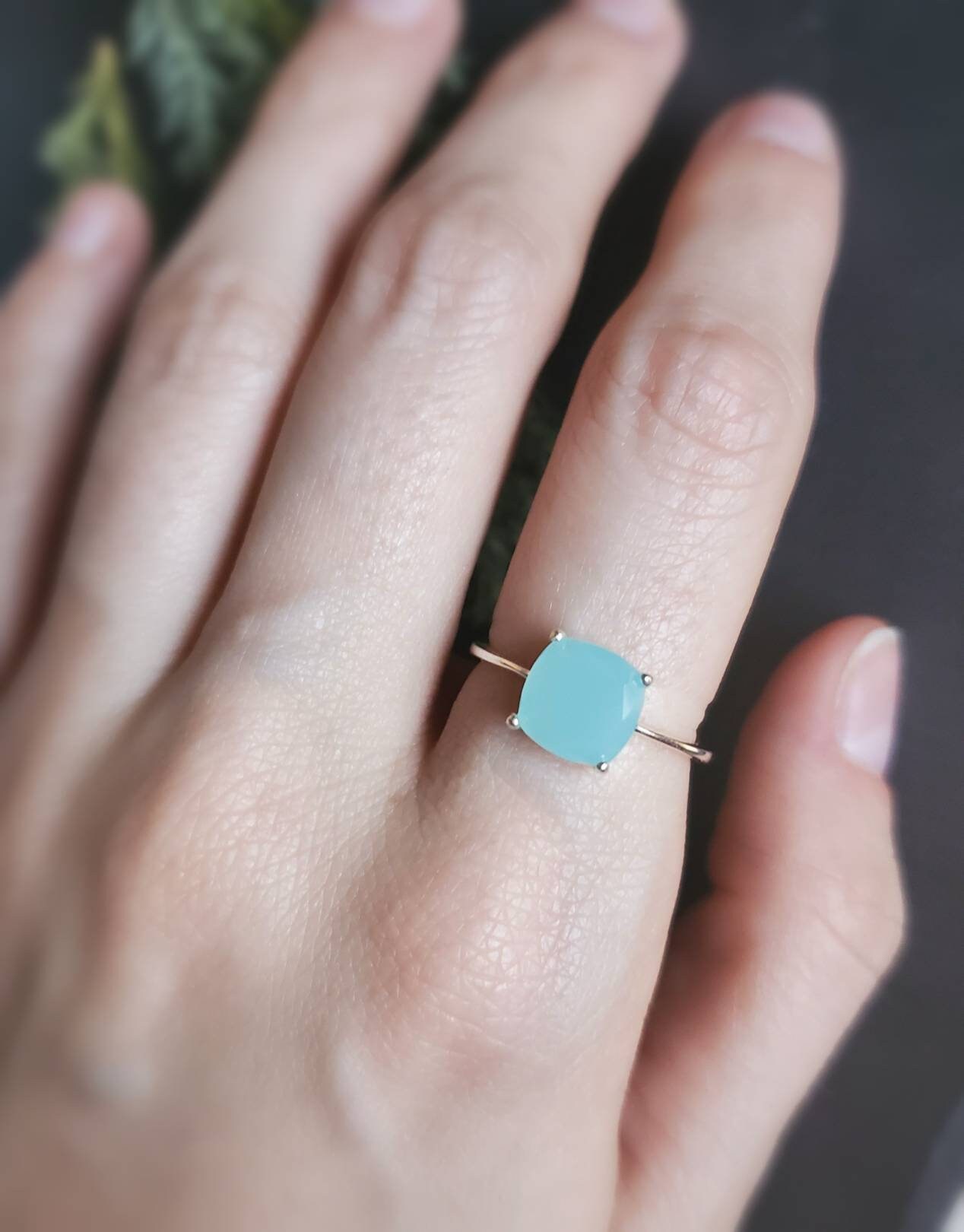 Chalcedony Ring Natural Genuine Chalcedony Ring Square Raw - Etsy