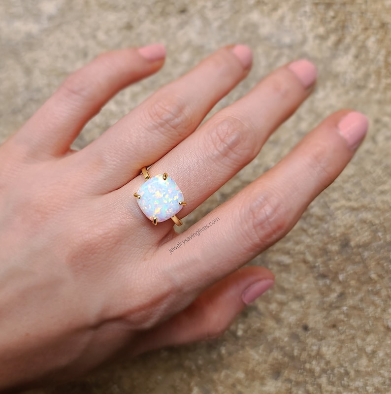 Large Opal Ring White Opal Ring Opal Jewelry White Opal | Etsy