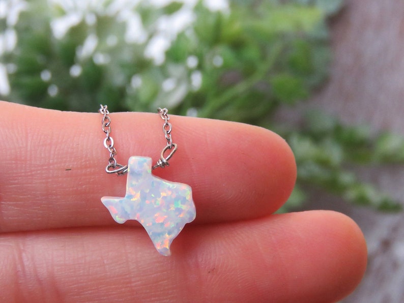 Opal Texas Necklace, Texas State Necklace, White Opal Necklace, Texas ...