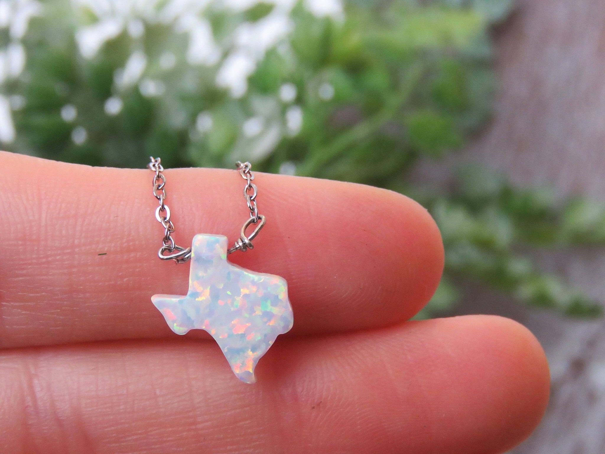 Opal Texas Necklace, Texas State Necklace, White Opal Necklace, Texas ...
