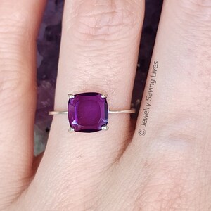 Natural Amethyst Ring, Deep Purple Amethyst Ring, Solitaire Stacking ...