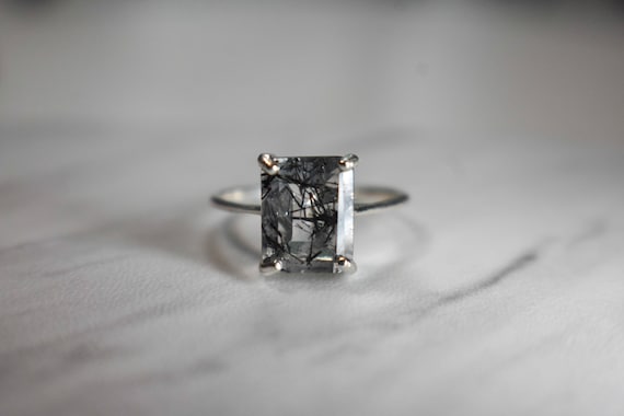 Rutilated Quartz Engagement Ring Modern Engagement Ring - Etsy