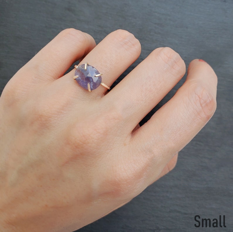 Tanzanite Slice Ring Purple Tanzanite Ring Unique Tanzanite | Etsy