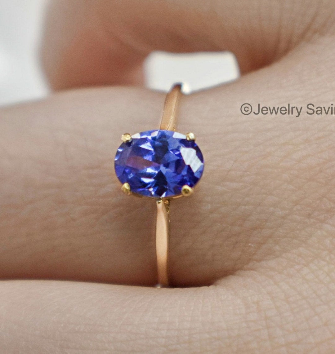 LS Tanzanite Brilliant Cut Ring, Natural Tanzanite, Vibrant Purple ...