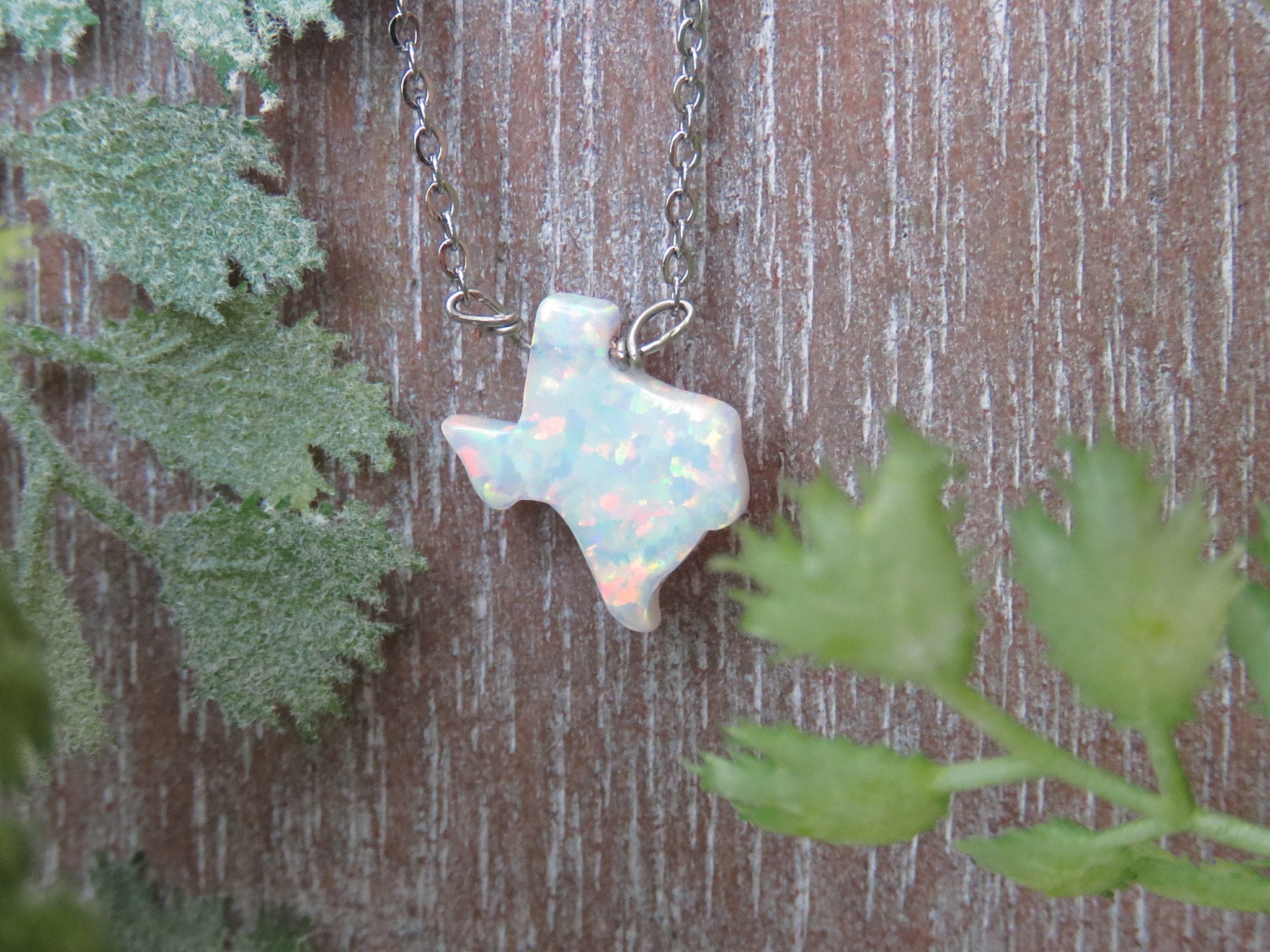 Opal Texas Necklace, Texas State Necklace, White Opal Necklace, Texas ...