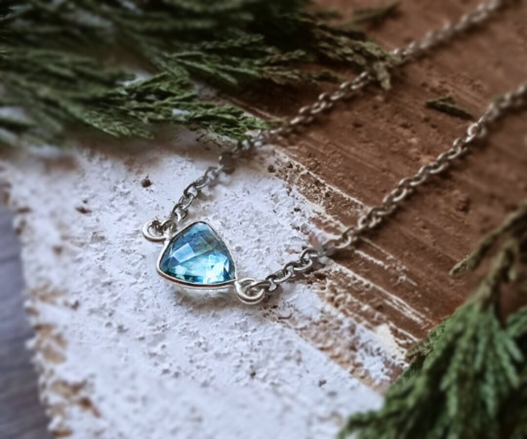 March Birthstone Necklace, Unique March Birthstone Necklace, Bright ...