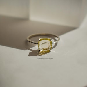Natural Lemon Topaz Ring, Topaz Ring, Solitaire Stacking Genuine Lemon ...