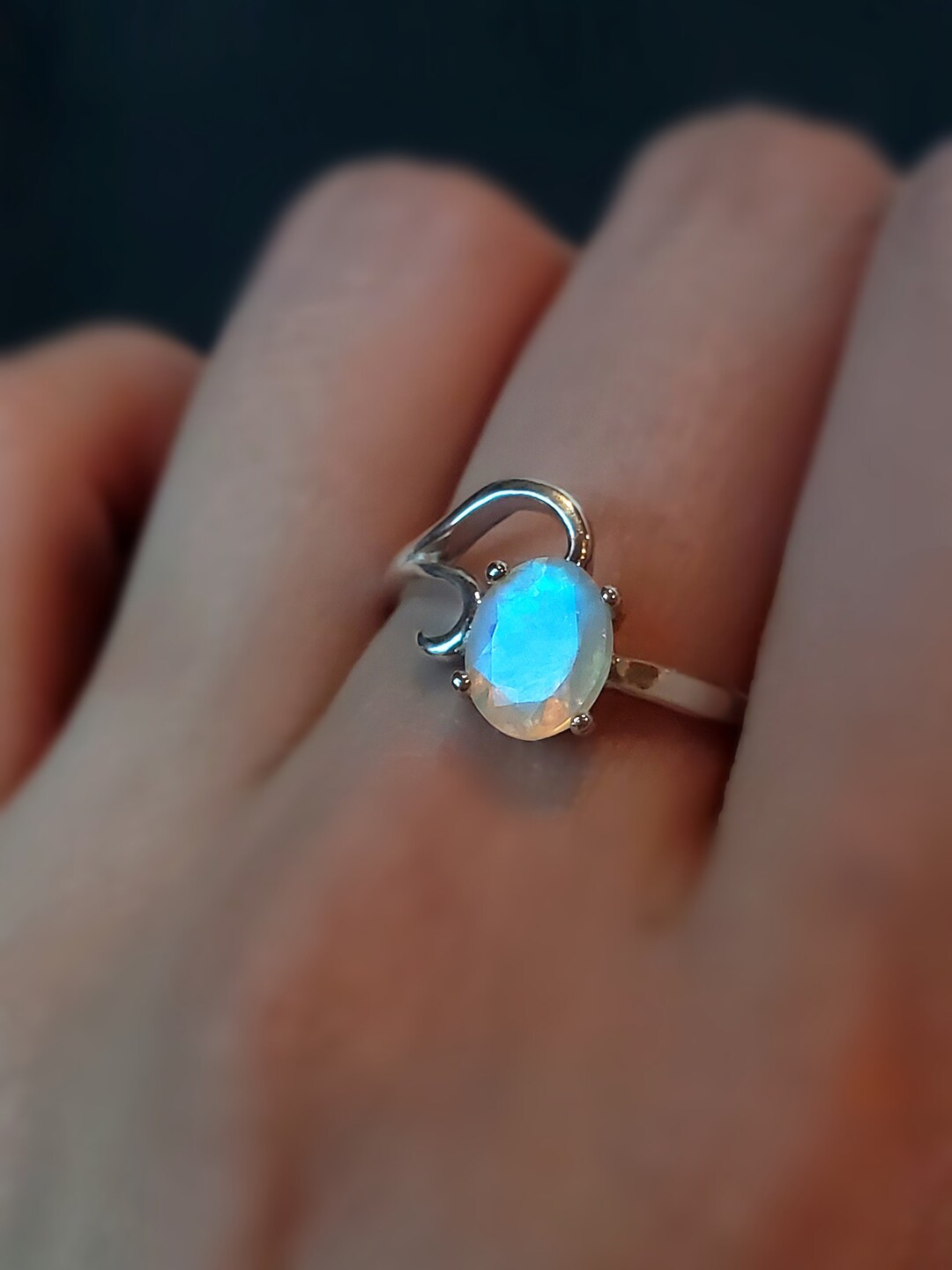 Unique Raw Moonstone Ring, Oval Raw Moonstone Ring, Solitaire Moonstone ...