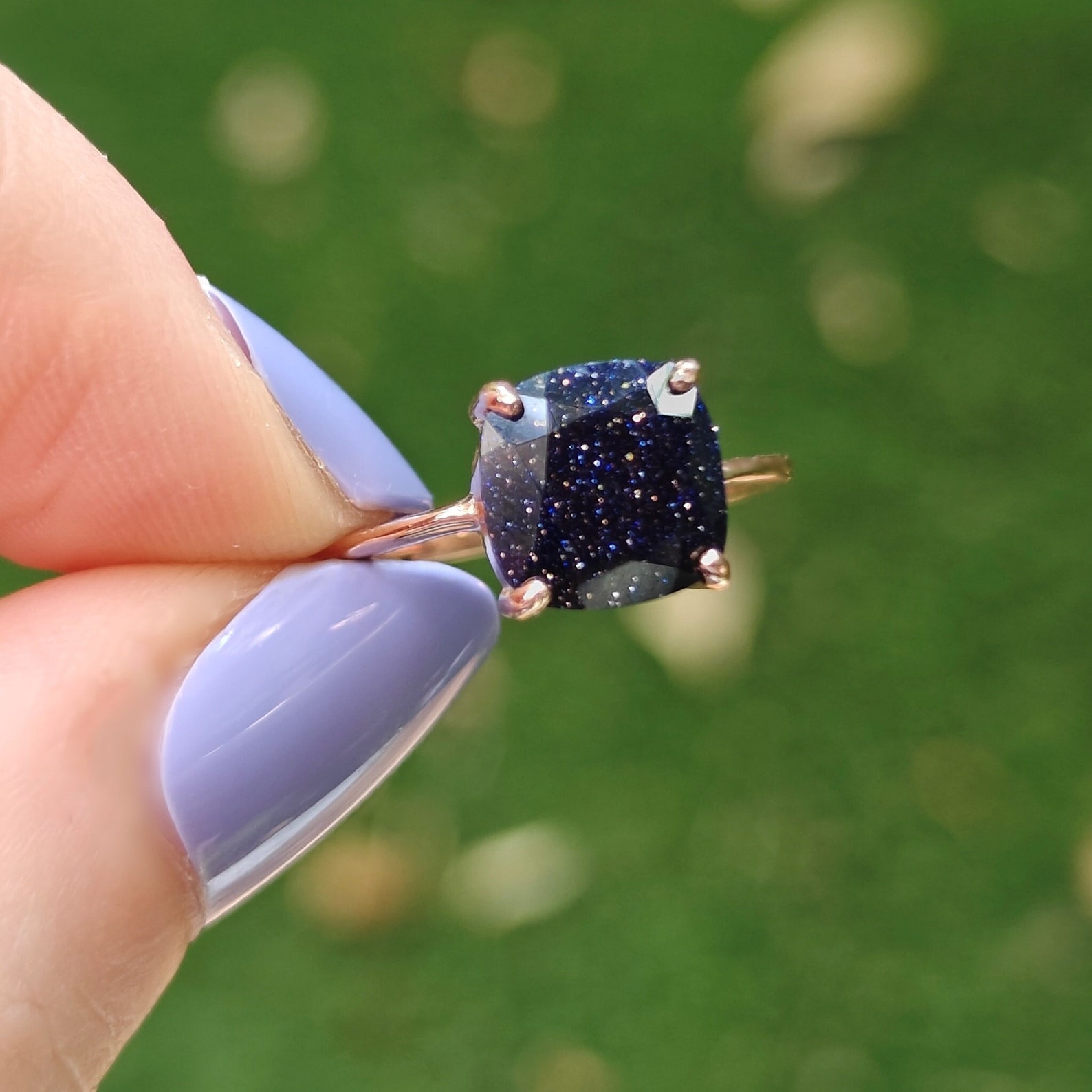 Blue Sandstone Ring, Blue Sandstone Ring in Silver, Unique Black Galaxy ...