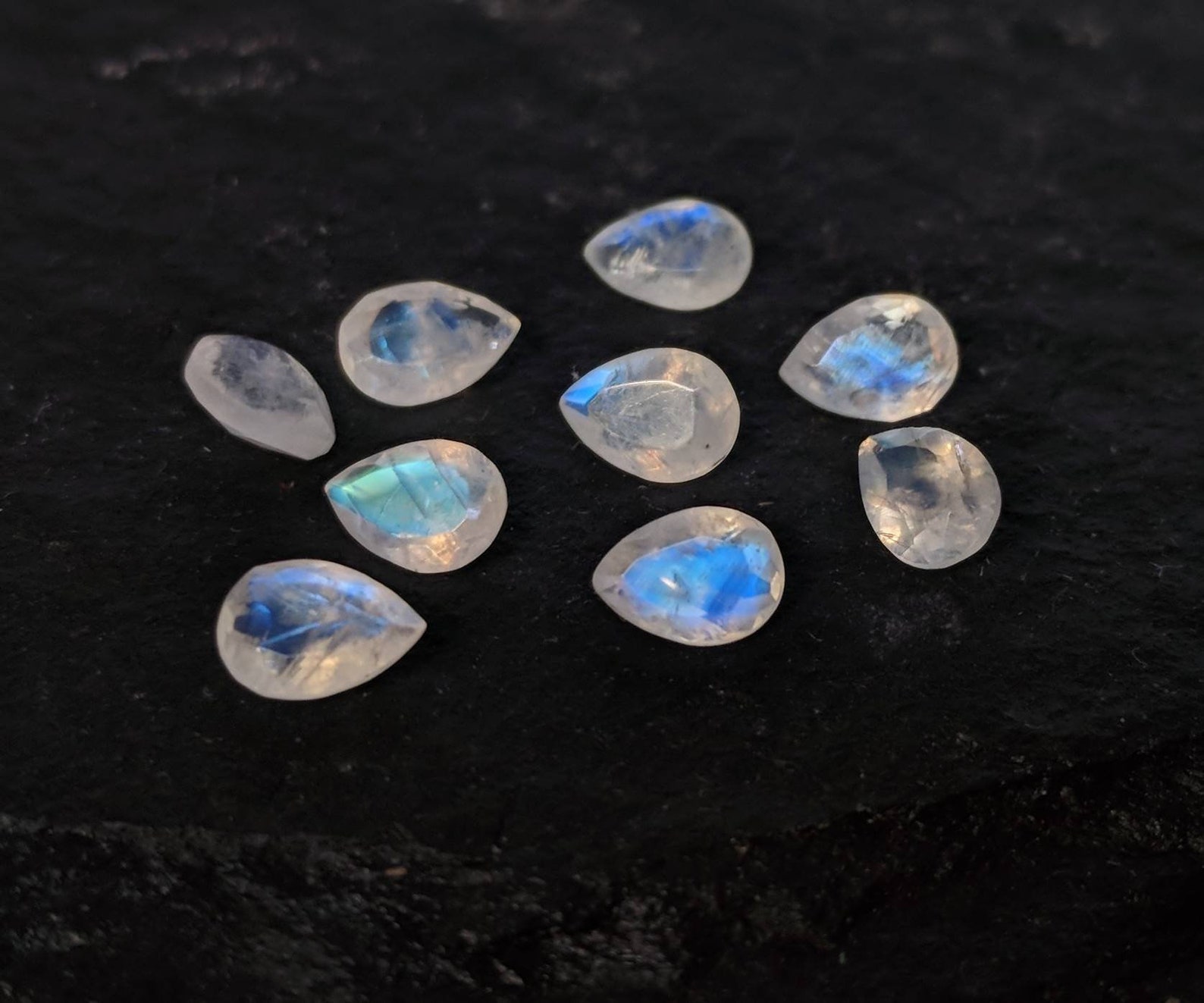Teardrop Moonstone Earrings, Teardrop Rainbow Moonstone Studs, Pear ...