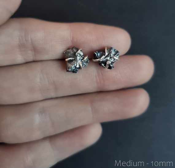 Meteorite earrings Real meteorite studs Meteorite earrings | Etsy