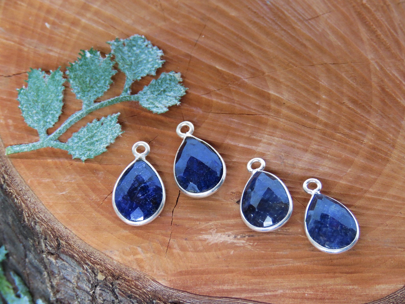 Teardrop Sapphire Necklace Genuine Raw Dark Blue Sapphire | Etsy