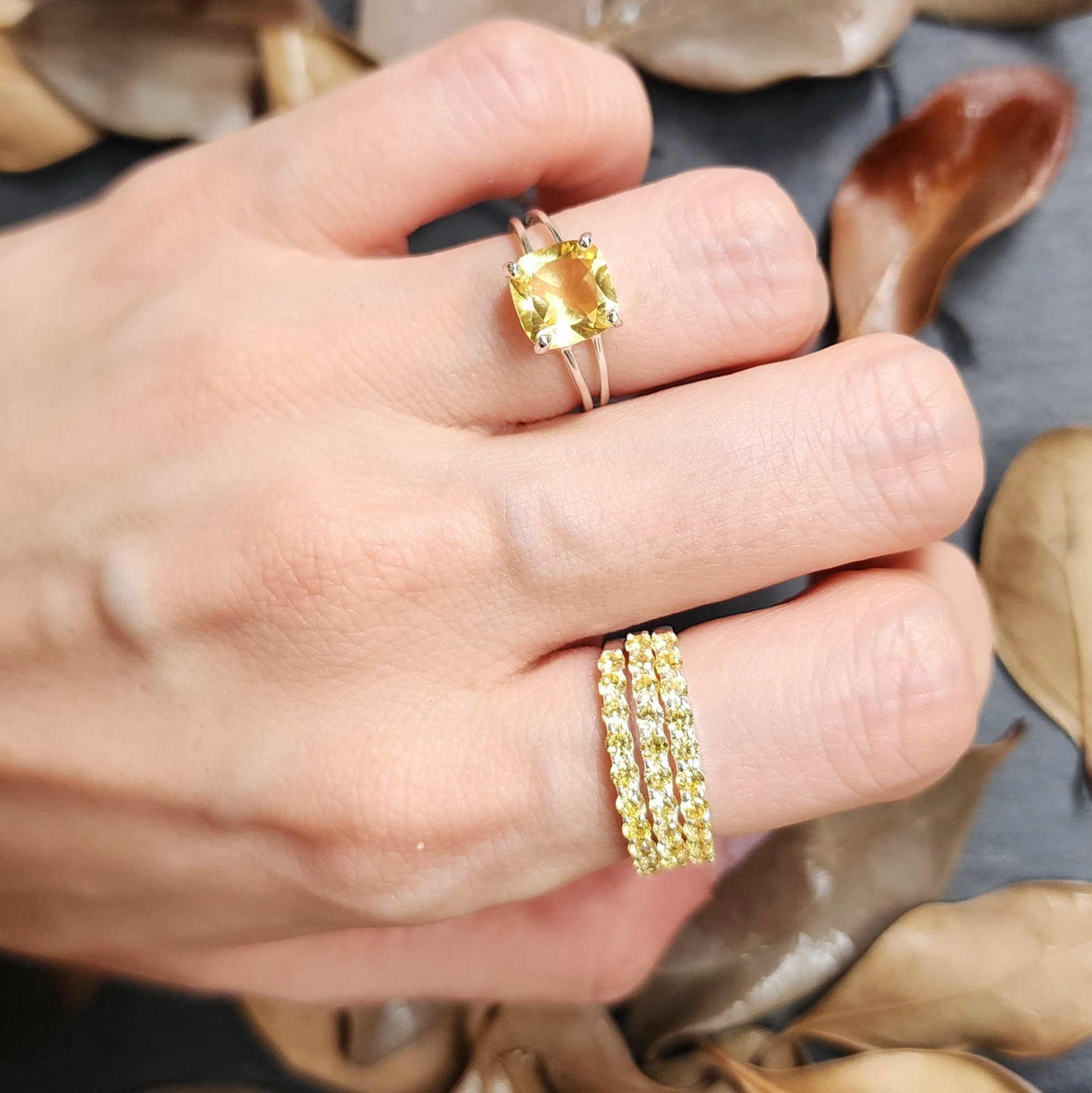 Citrine Half Eternity Band, November Birthstone Half Eternity Band ...