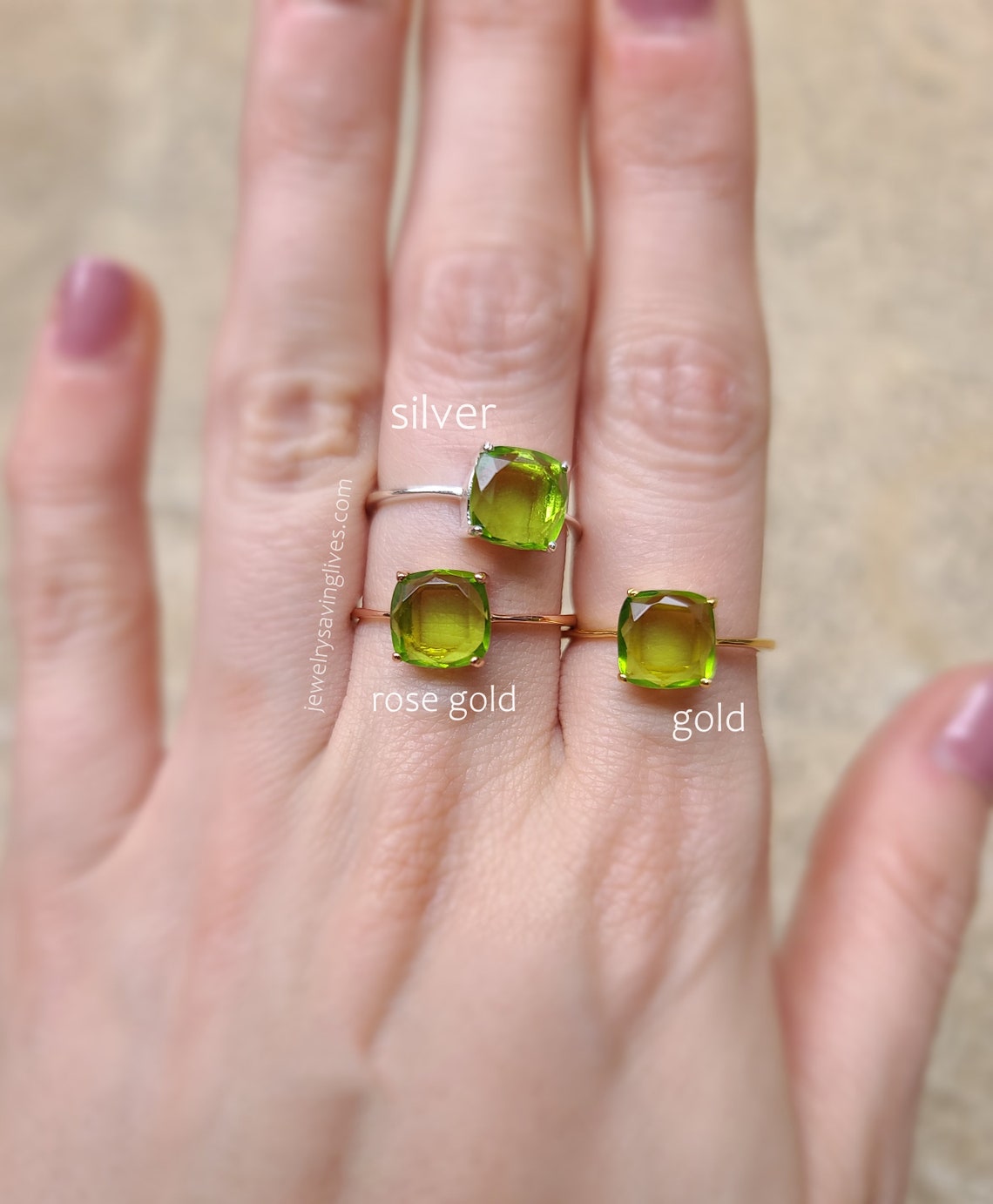 Unique natural peridot ring peridot ring solitaire stacking | Etsy