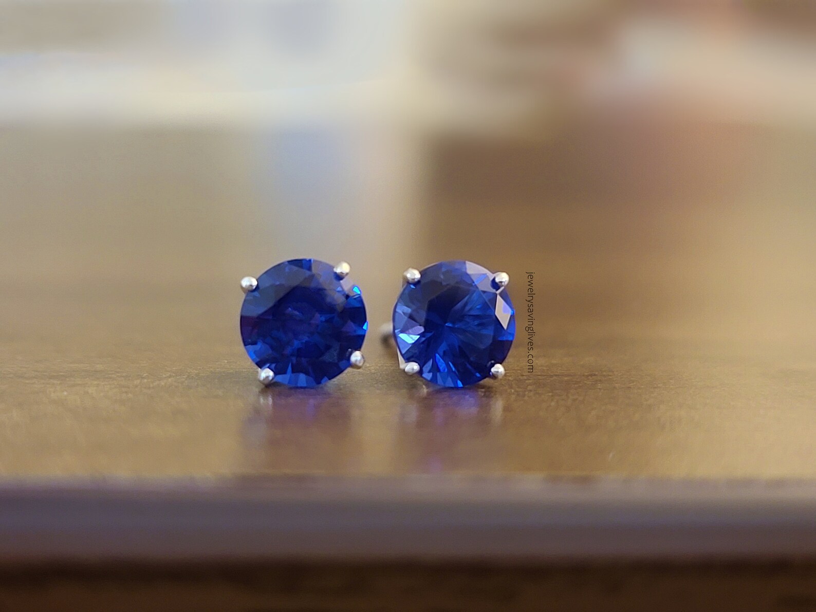 Sapphire Stud Earrings Radiant Deep Blue Sapphire Studs | Etsy