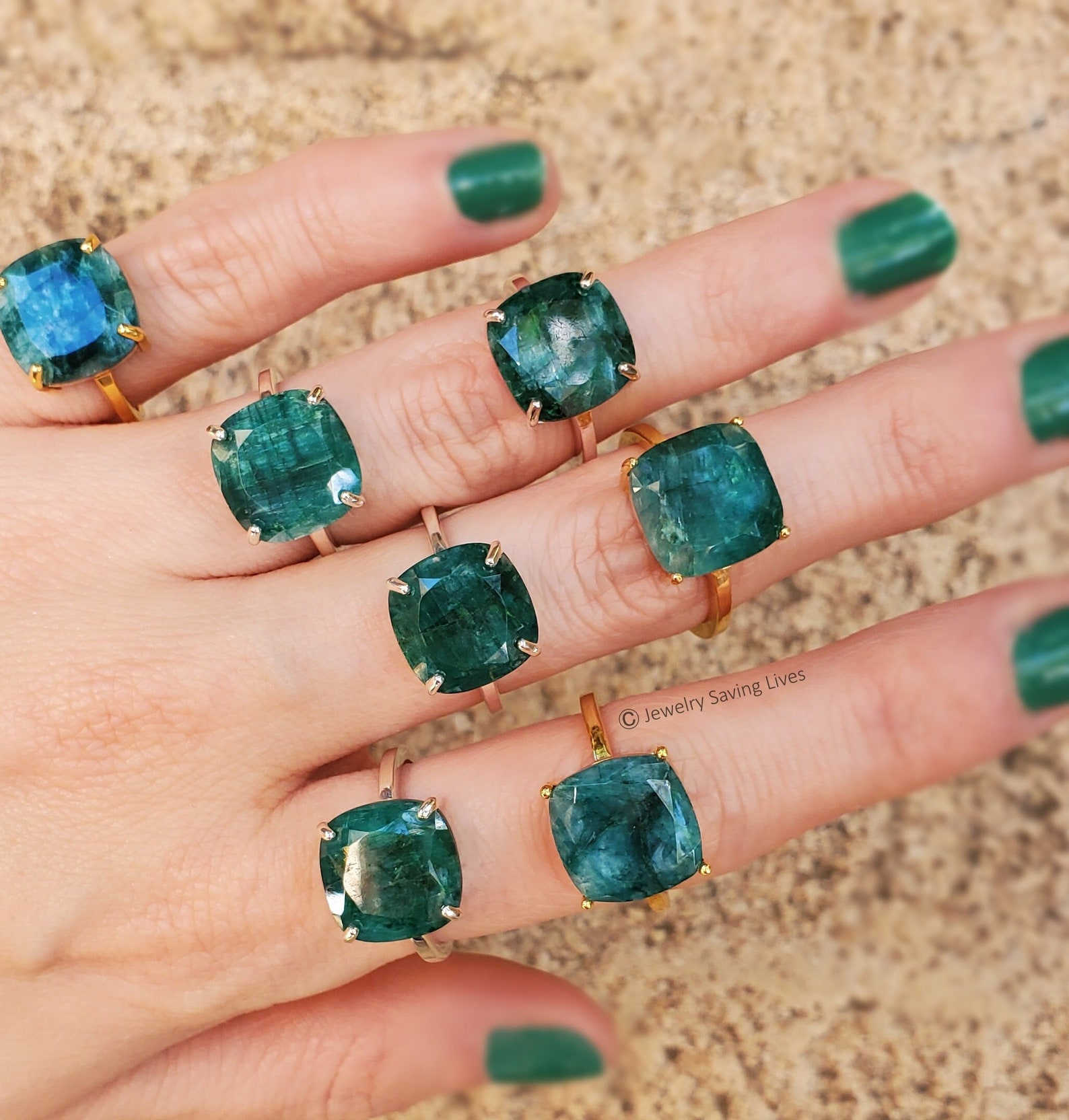 Large Emerald Ring, Statement Square Emerald Ring. Unique Natural ...