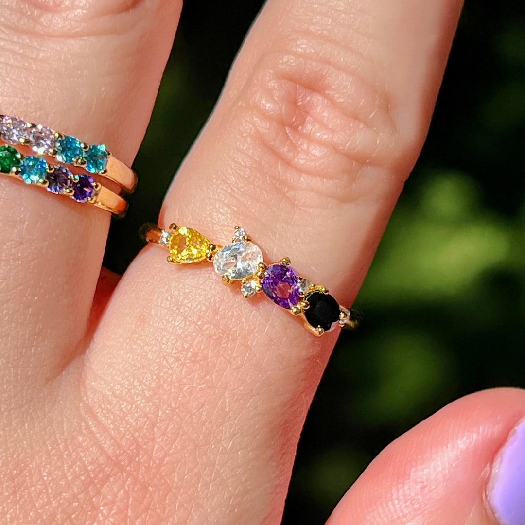 Non-binary Cluster Band, Cluster Non-binary Ring, Genuine 4 Stone Ring ...