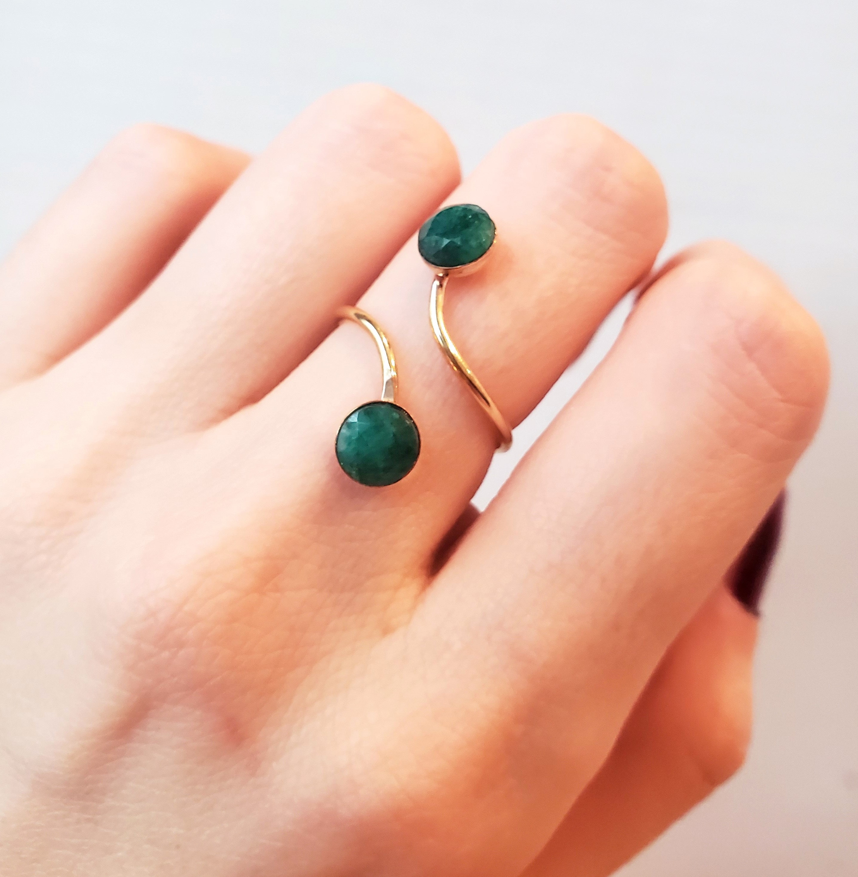Emerald and Emerald Ring Double Stone Ring 6mm Emerald Ring - Etsy