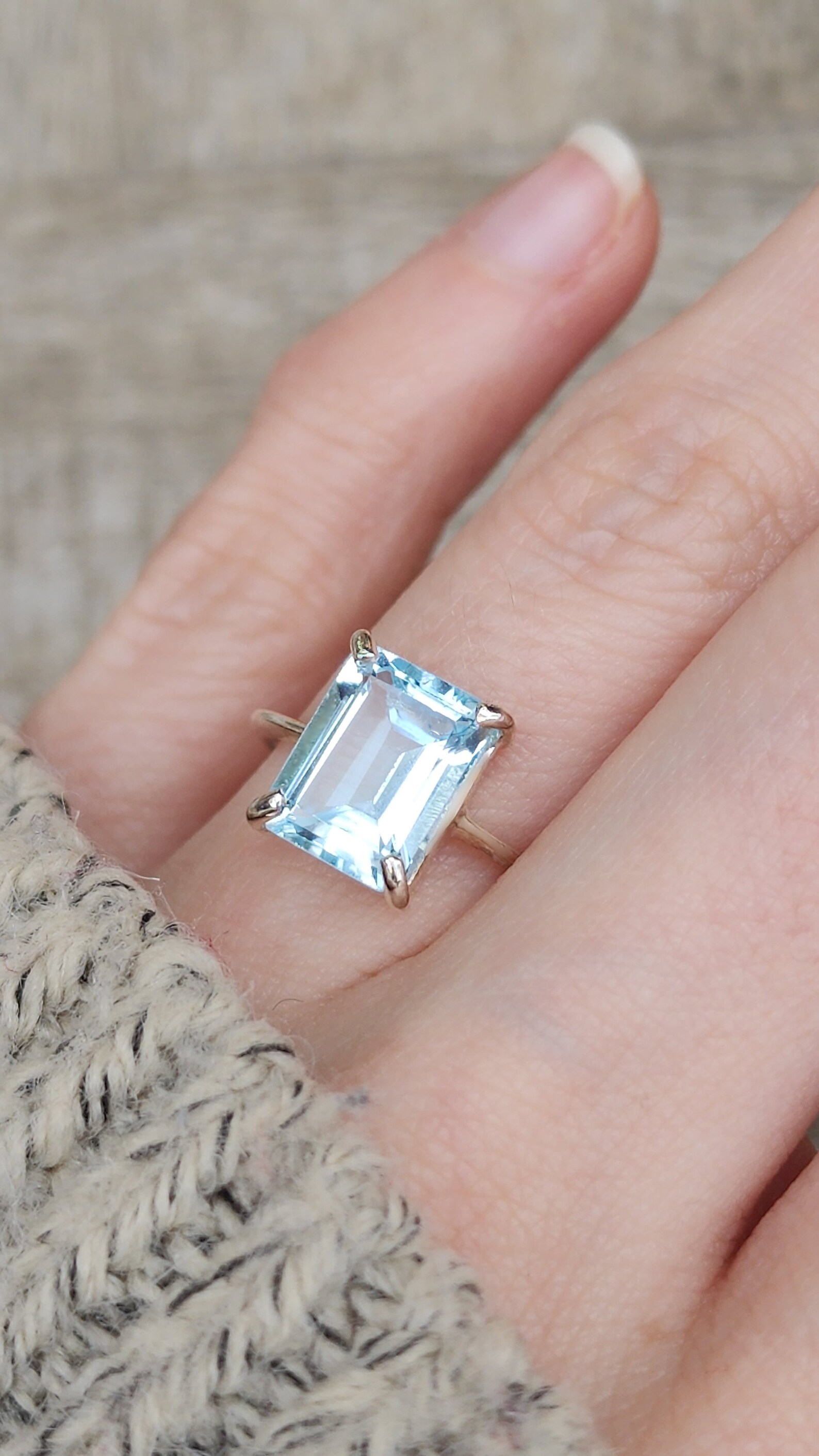 Emerald Cut Aquamarine Ring, Engagement Ring, Unique Engagement Ring ...