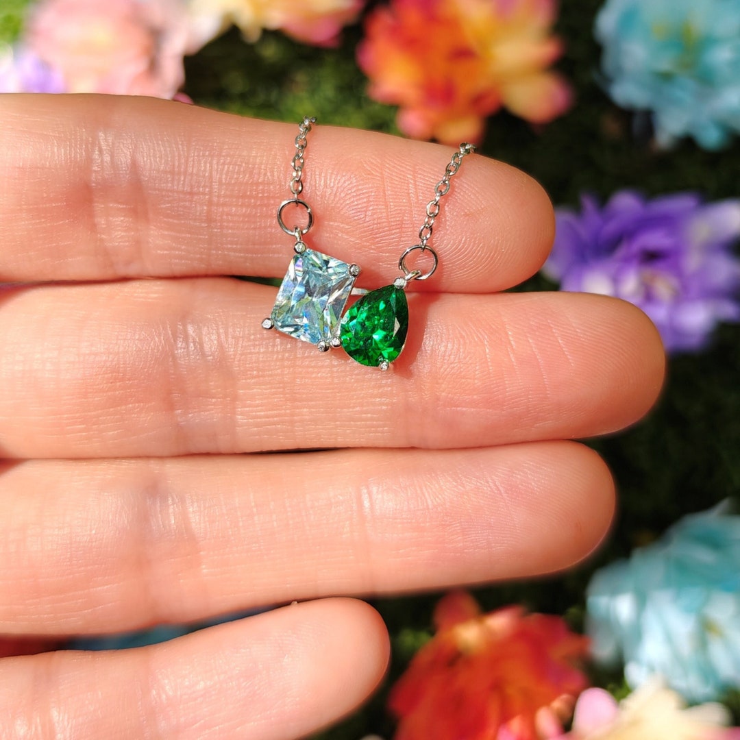 Custom Two Stone Necklace, Toi Et Moi Necklace, Family Tree Necklace ...