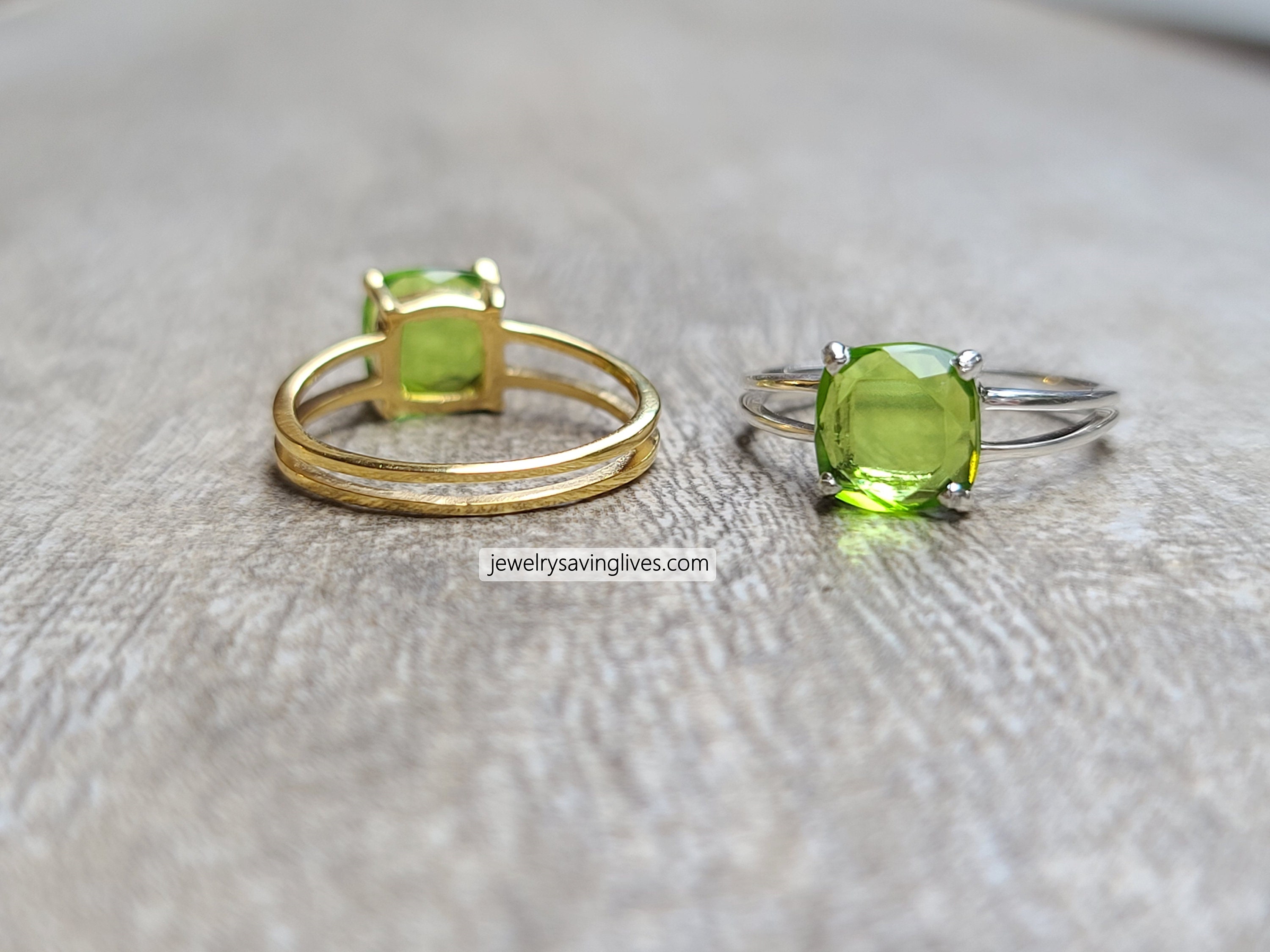 Peridot Double Band Ring, Genuine Earth Mined Double Band Ring, Raw ...