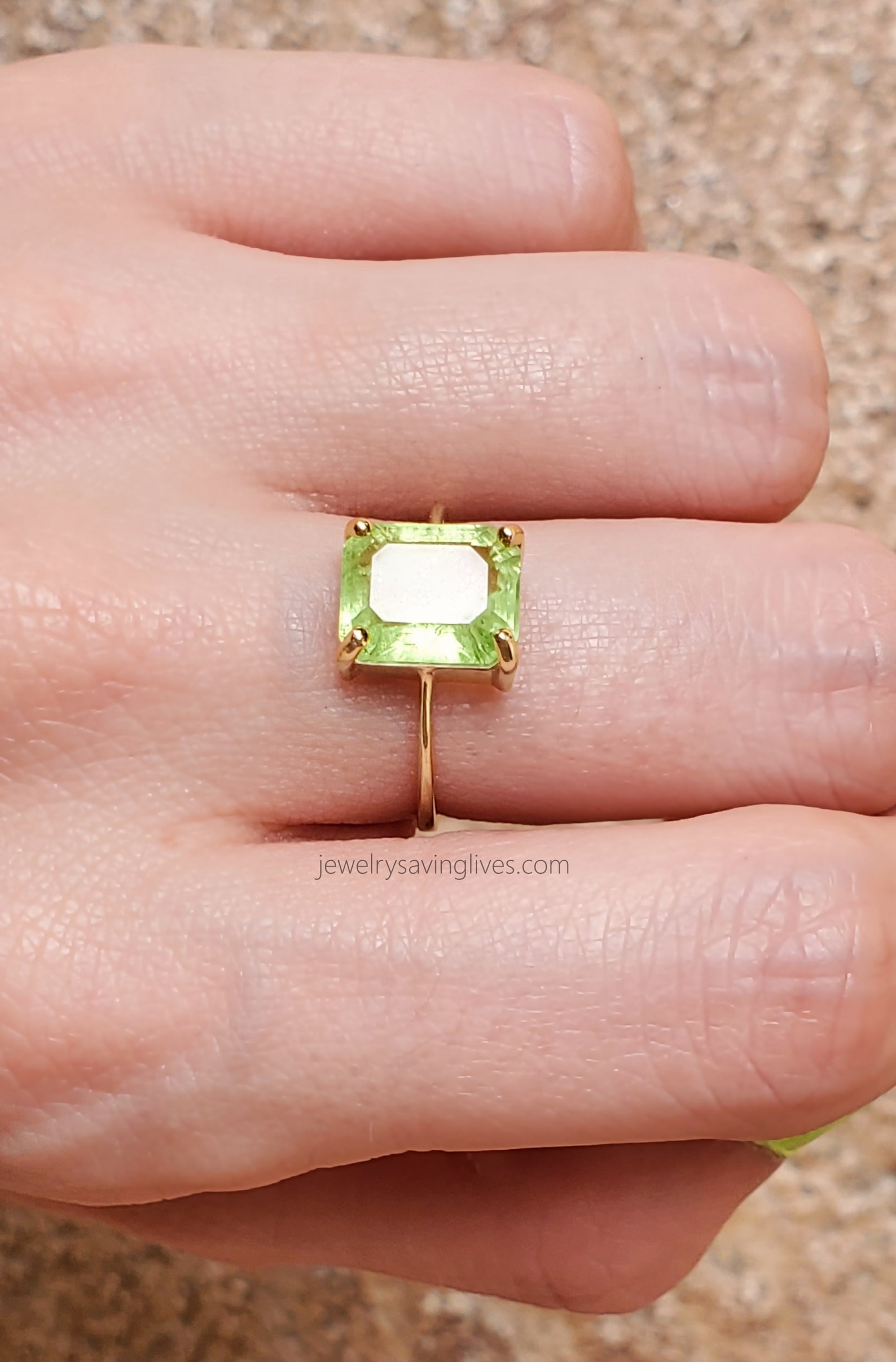 Natural Raw Emerald Cut Peridot Ring Peridot Ring in Sterling - Etsy