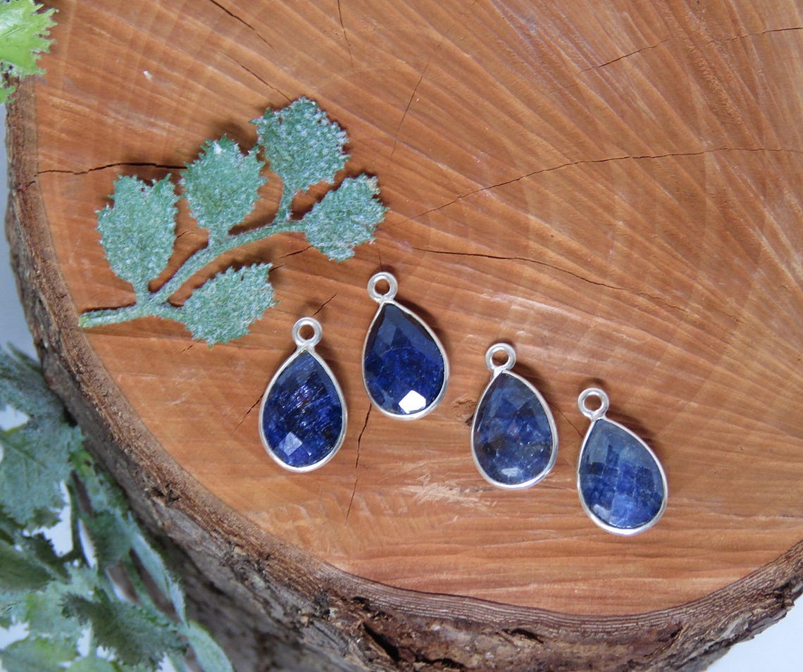 Teardrop Sapphire Necklace Genuine Raw Dark Blue Sapphire | Etsy