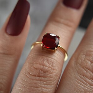 Garnet Ring Square Garnet Ring January Birthstone Ring | Etsy