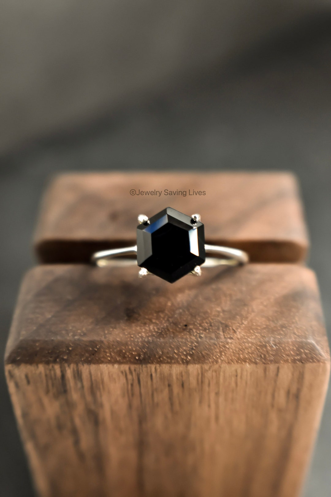 Onyx Hexagon Ring One of a Kind Genuine Black Onyx Ring Raw - Etsy