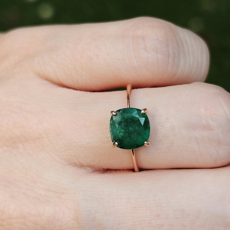 Gold Ring Esmeralda Stone - Etsy