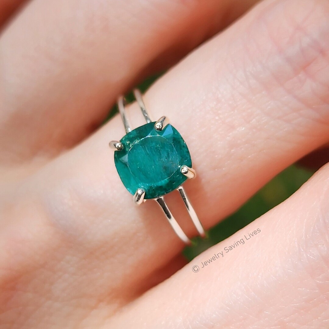Emerald Double Band Ring, Raw Emerald Double Band Ring, Gold Raw ...