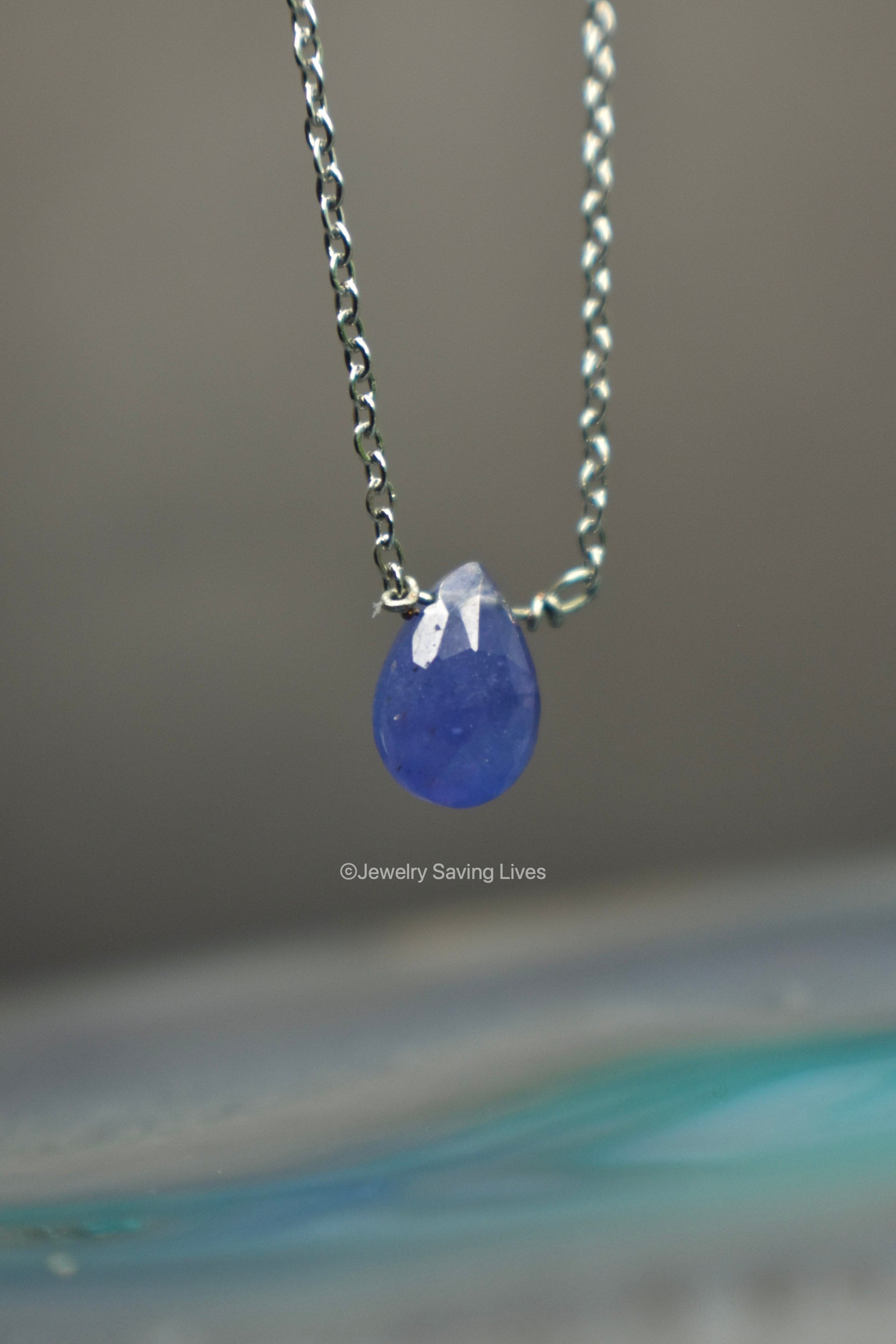 Limited Edition Tanzanite Teardrop Bar Necklace, Tanzanite Necklace ...
