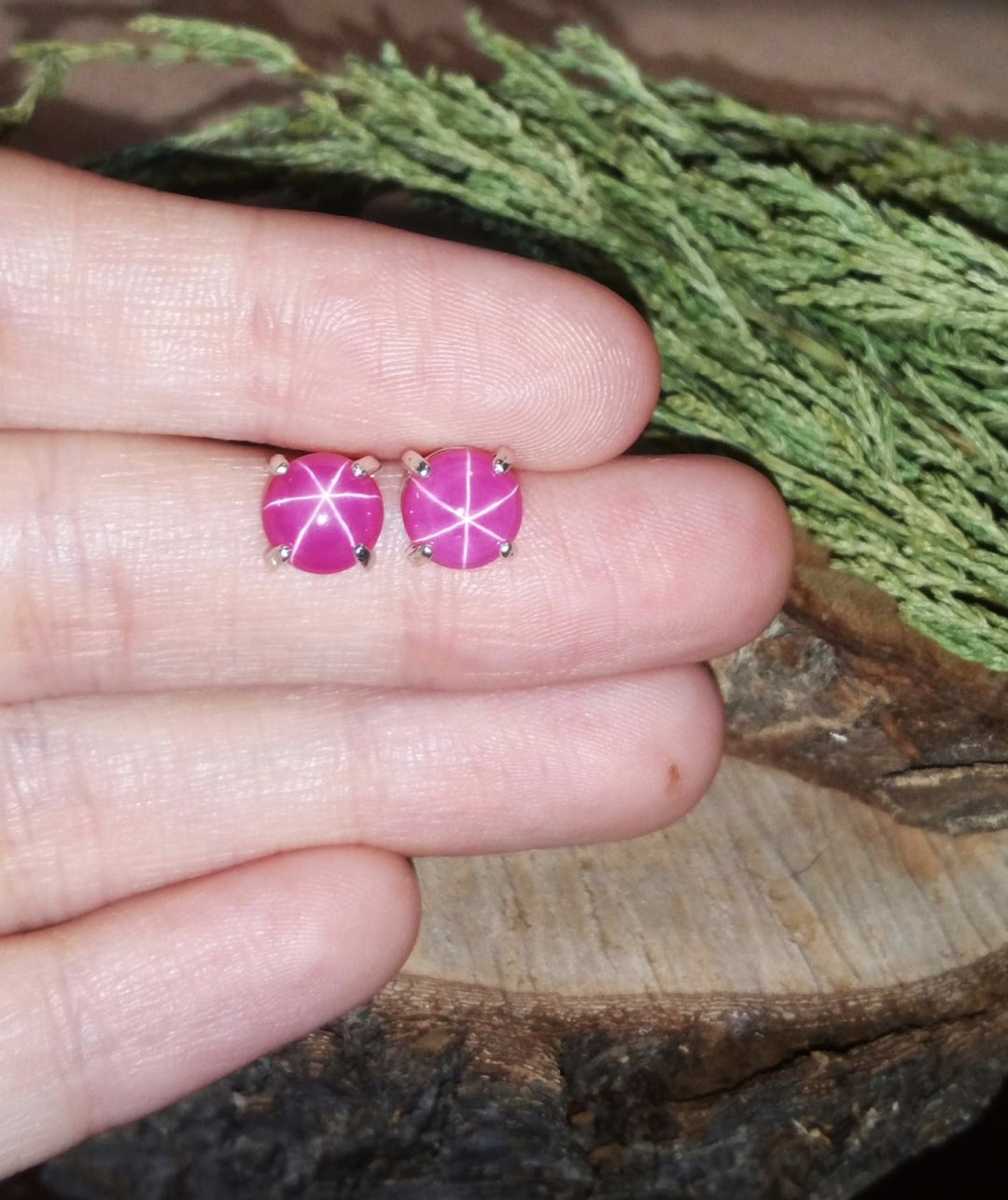 Star Ruby Earrings, Natural Genuine Ruby Earrings With Natural Iridescent Star, Raw Genuine Ruby ...